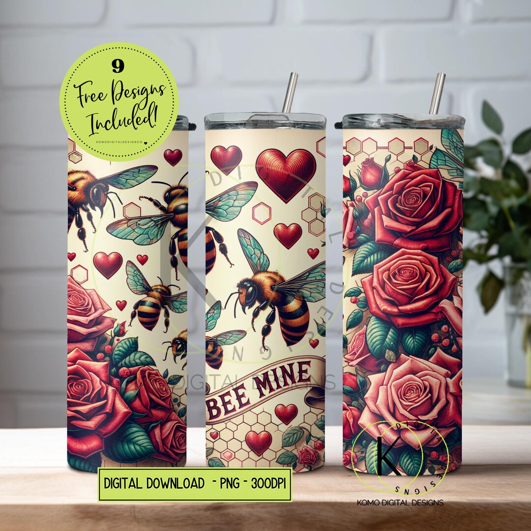 Bee Mine Bumblebee Hearts Valentines Day 20 Oz Skinny Tumbler ...