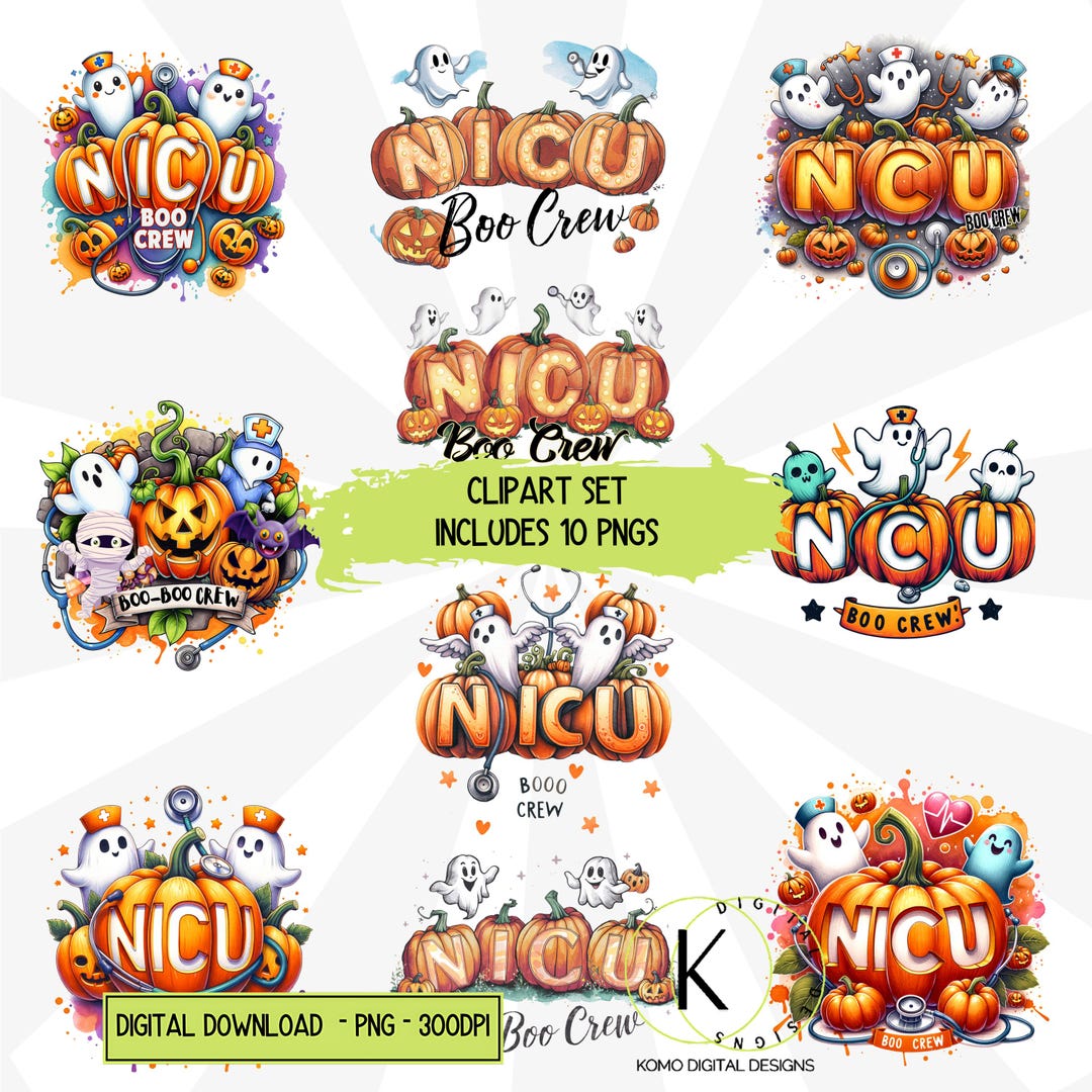 NICU Halloween Bundle PNG Boo Crew Nurse Sublimation Design Spooky ...