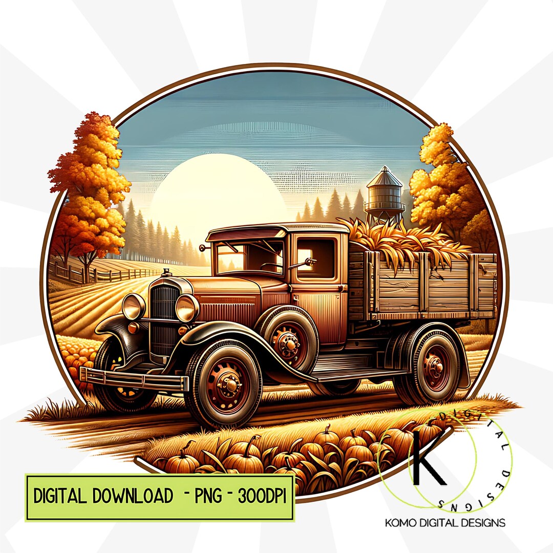Vintage Truck Autumn PNG | Fall Sublimation Digital Download | Cozy ...