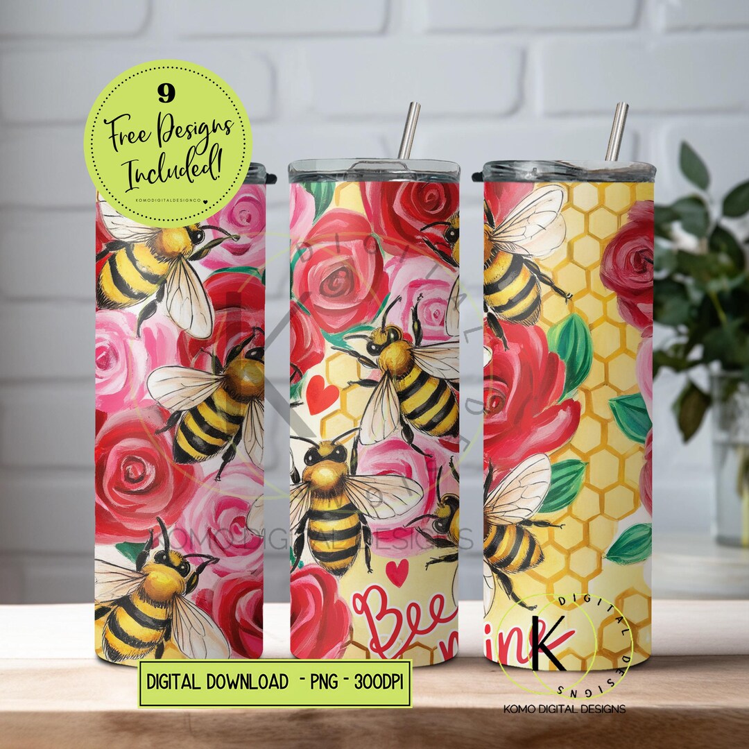 Bee Mine Bumblebee Hearts Valentines Day 20 Oz Skinny Tumbler ...