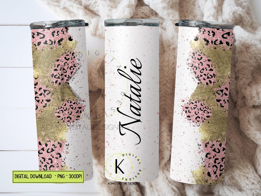 Rose Gold Cheetah Tumbler Wrap PNG – 20oz Skinny Straight Sublimation ...