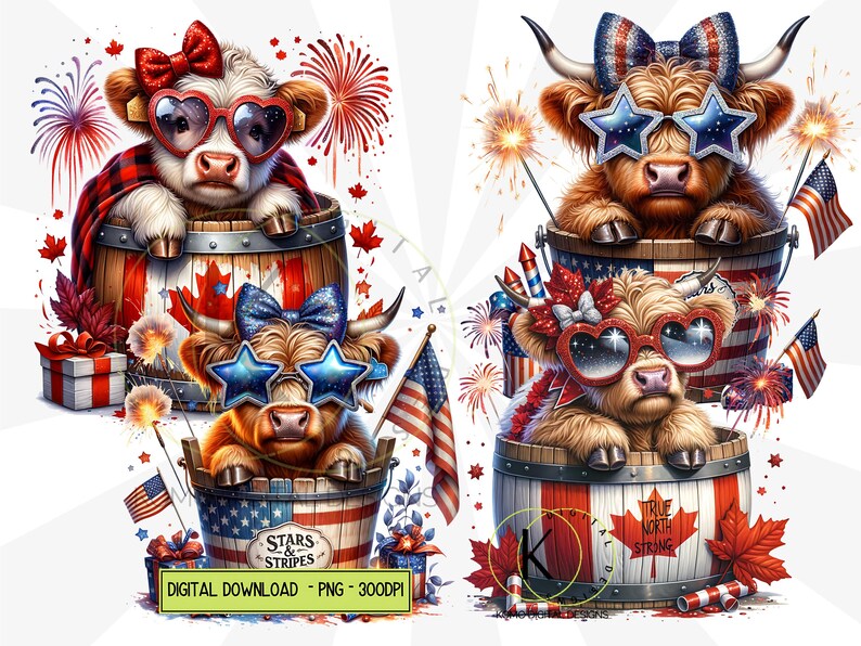 Highland Cow Clipart Bundle | Cute Cow PNG | Holiday & Seasonal ...