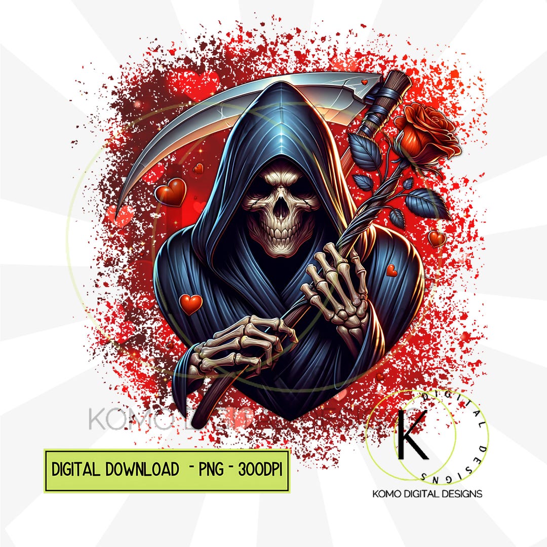 Gothic Grim Reaper Heart Clipart, Dark Romantic Skeleton, Love ...