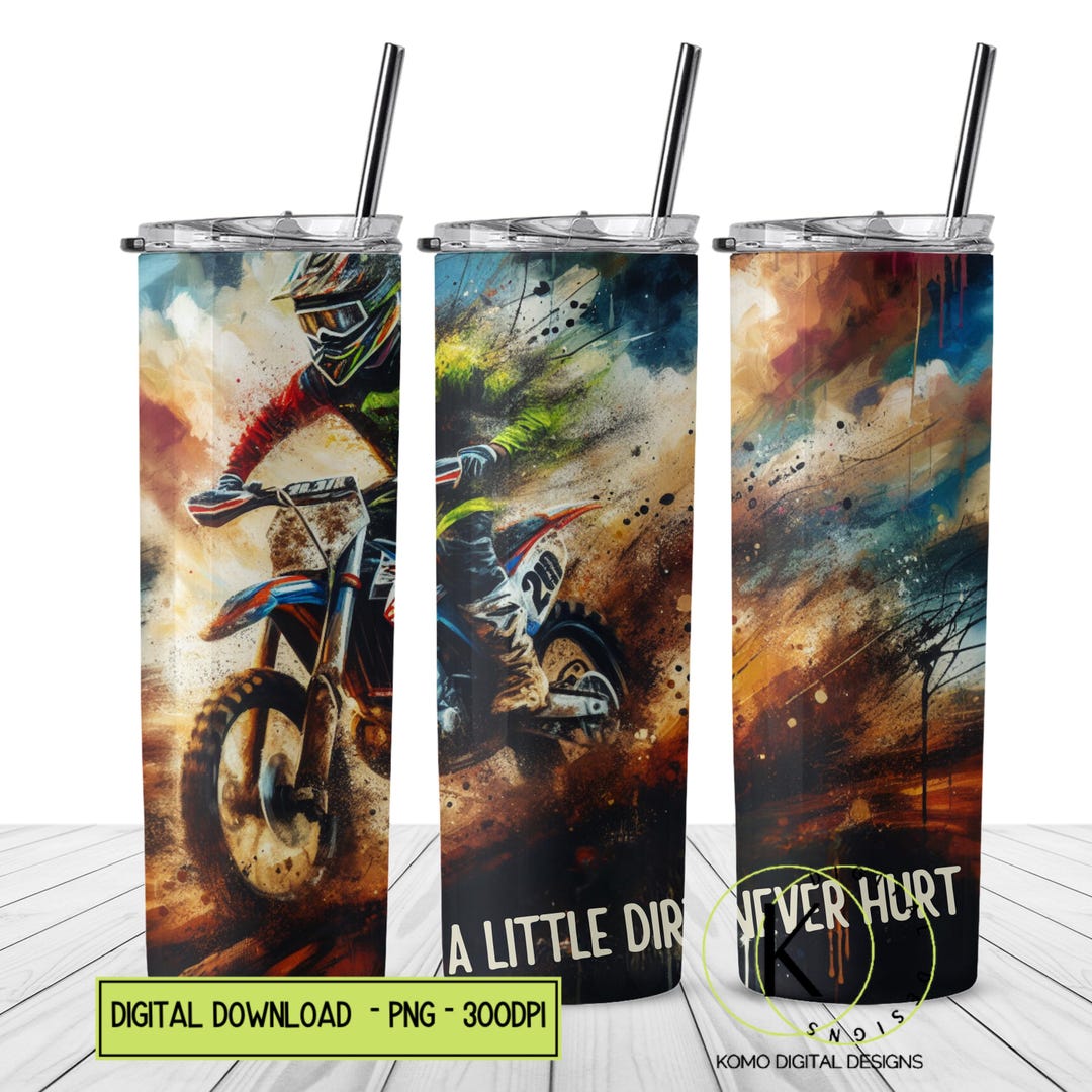 Dirt Bike Racing Tumbler Wrap PNG | 20 Oz Skinny Sublimation Design ...