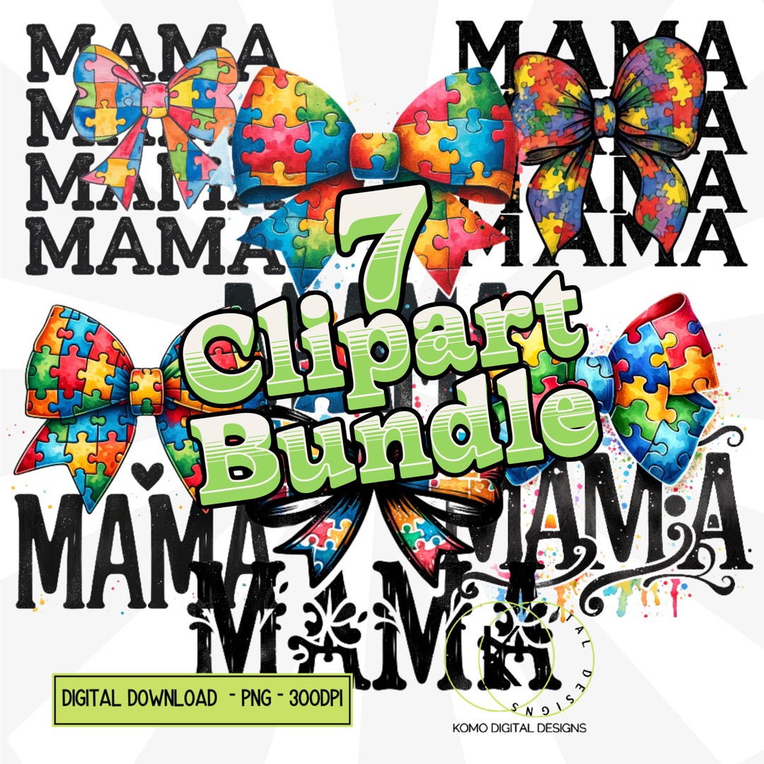 Coquette Autism Bow PNG Bundle | Autistic Mama Sublimation Design ...