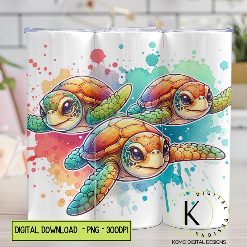 Watercolour Sea Turtle PNG Bundle Sublimation Turtle Clipart Digital ...
