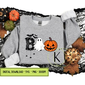 Boo Halloween Ghost Pumpkin SVG Spooky PNG Spider Web Bat Digital ...
