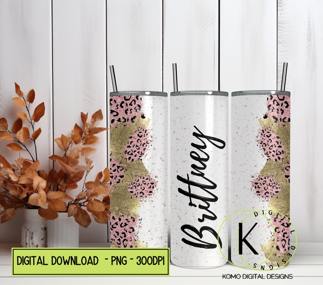 Cheetah Print Rose Gold Tumbler Wrap PNG 20oz Skinny Sublimation for ...