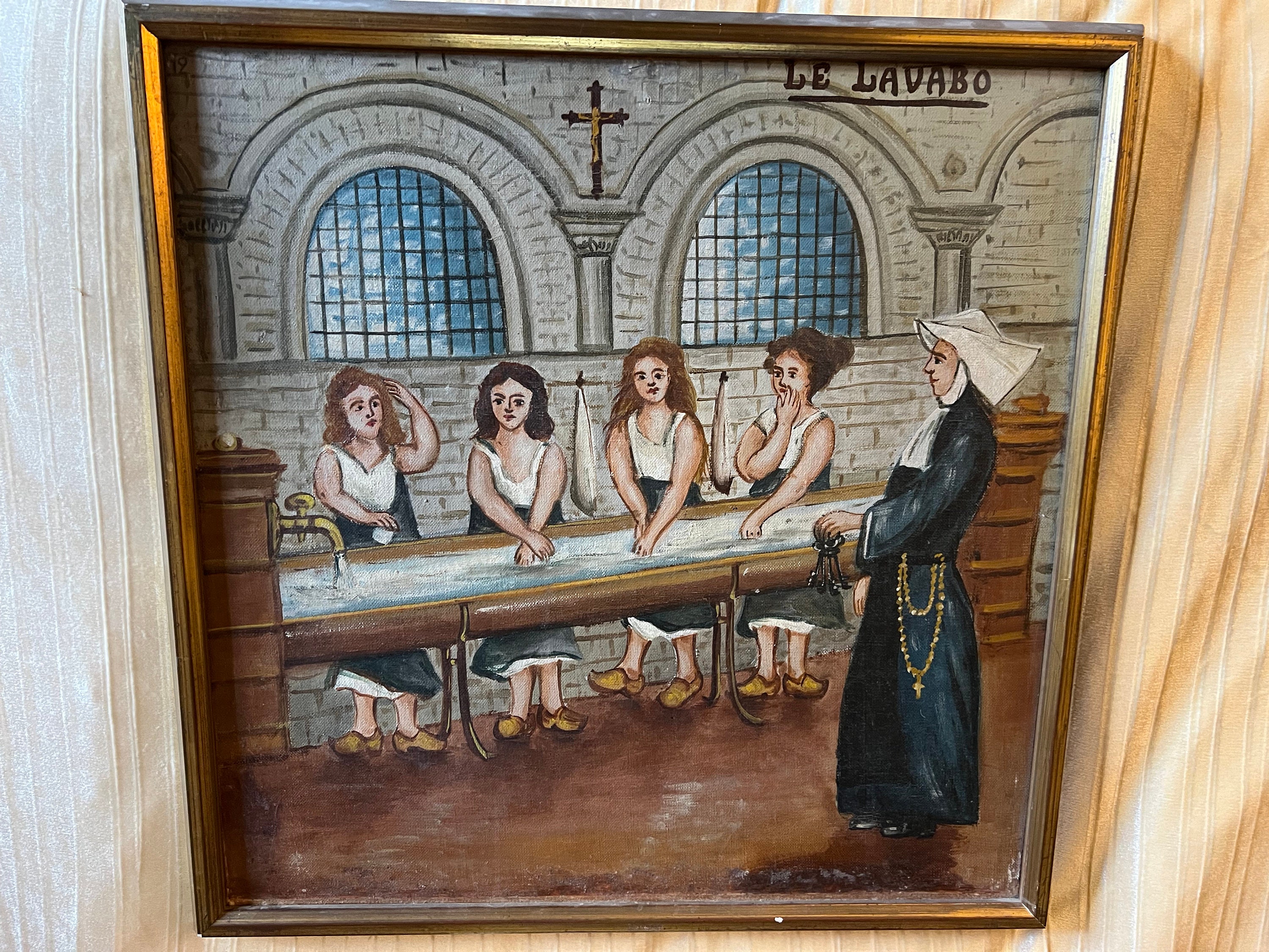100 Year-old French Painting Womens Prison With Nun Holding - Etsy