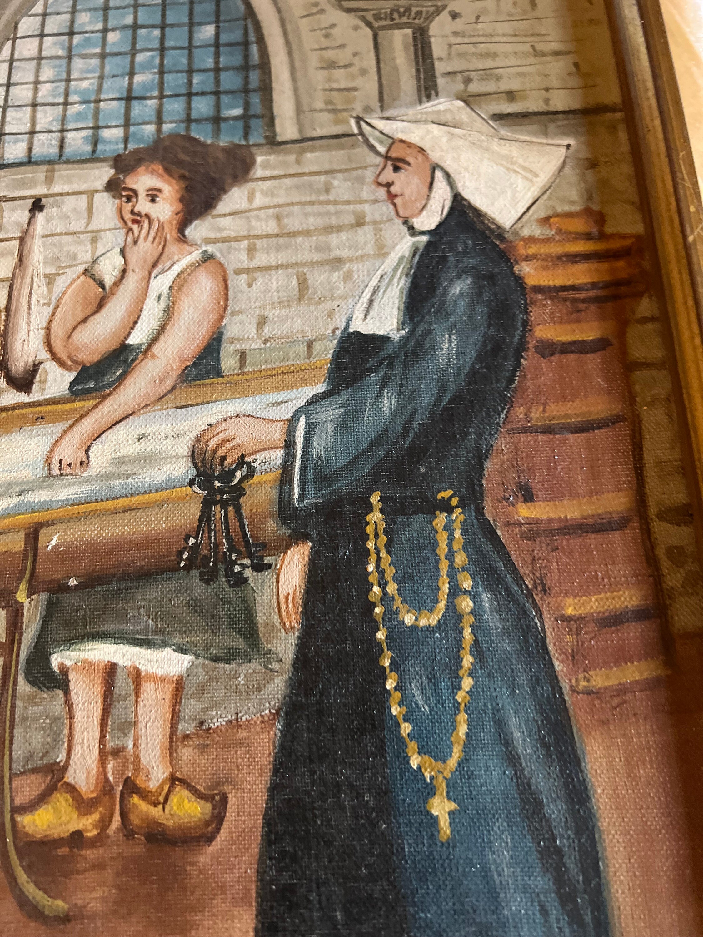 100 Year-old French Painting Womens Prison With Nun Holding - Etsy