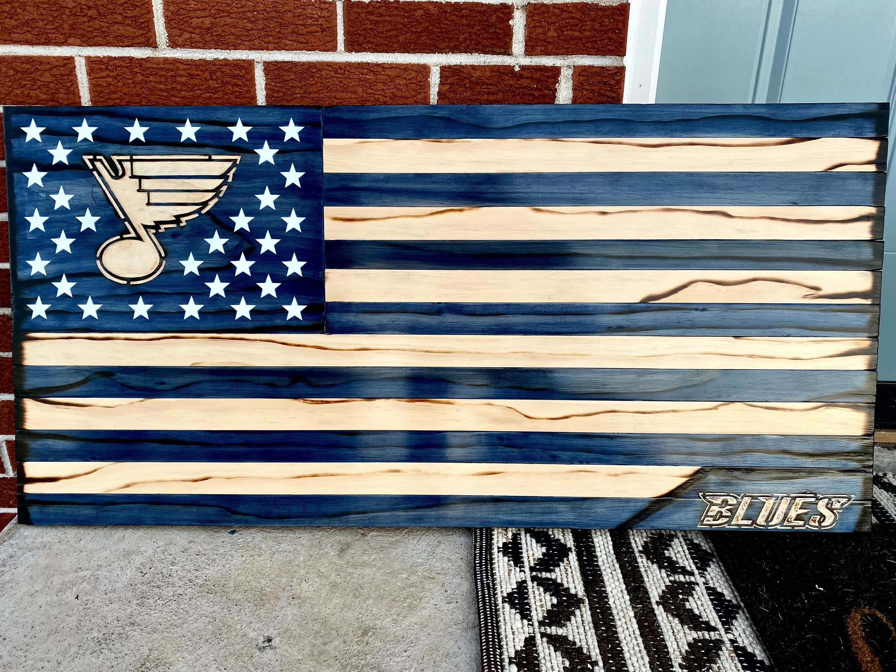 St Louis Blues Wooden Flag - Etsy