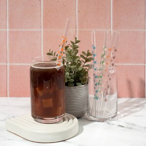 Cute Glass Straw Set, 6 Flower Glass Straws, Eco Friendly Reusable ...