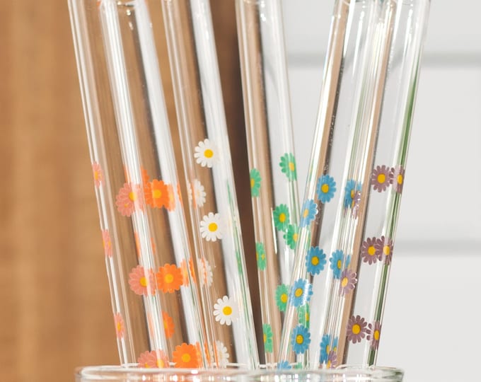 Daisy Glass Straw, Daisy Glass Straws, Eco Friendly Reusable Straw ...
