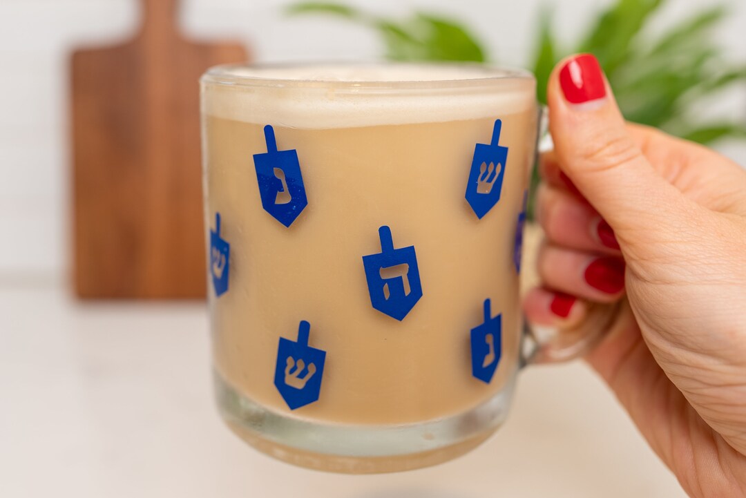 Hanukkah Glass Mug, Let's Get Lit Coffee Cup, Menorah Clear Glass Cup ...