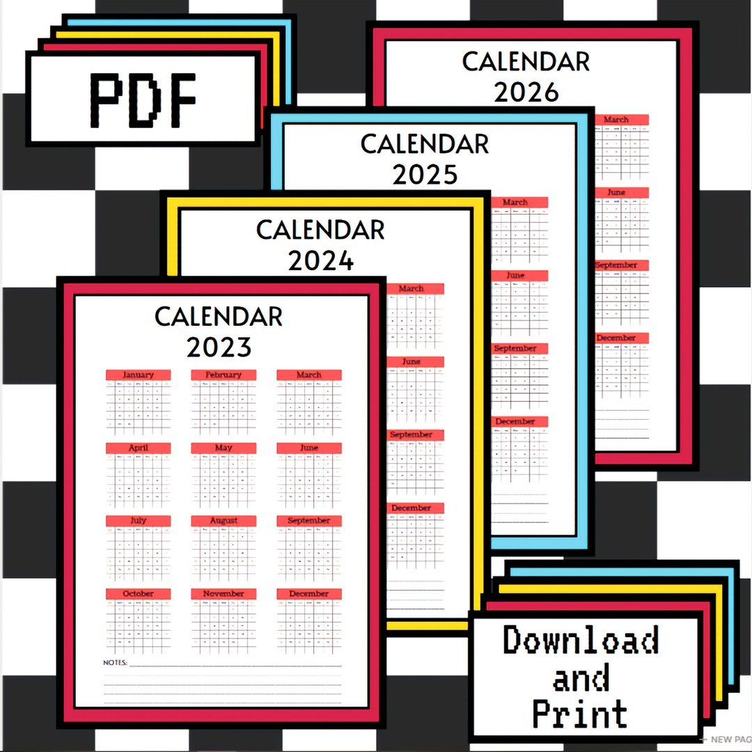 Minimalist Classic Calendar 2023, 2024, 2025 and 2026 PDF - Etsy