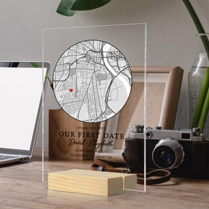 Personalized Map Our First Date Acrylic Plaque, Couple Custom Acrylic ...