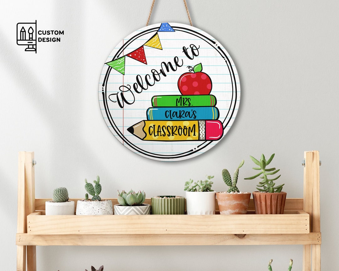 Personalized Teacher Door Hanger, Teacher Welcome Sign, Cute Classroom ...