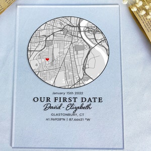 Personalized Map Our First Date Acrylic Plaque, Couple Custom Acrylic ...
