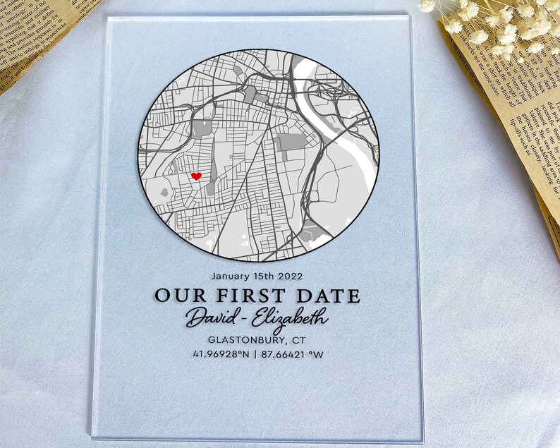 Personalized Map Our First Date Acrylic Plaque Couple Custom - Etsy