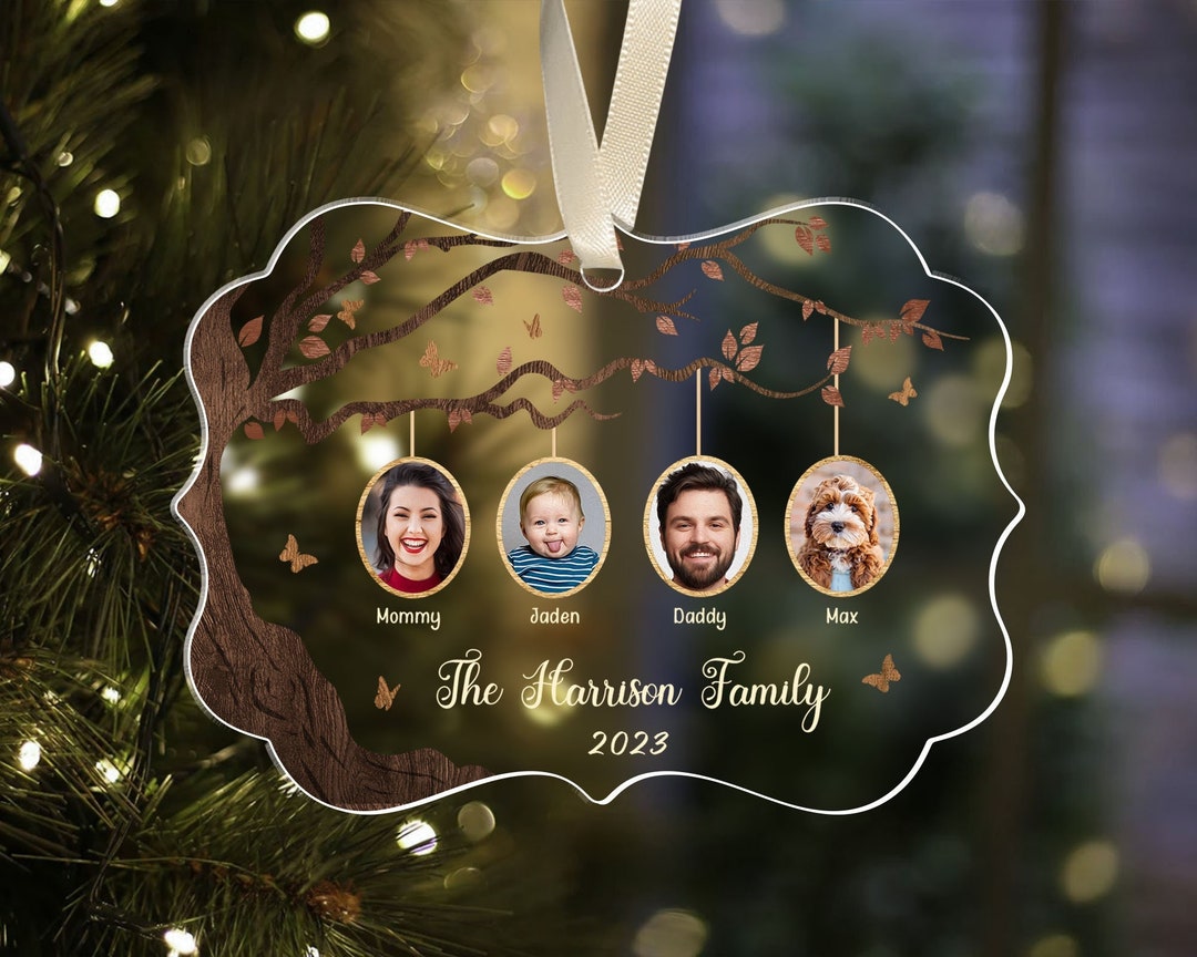 Custom Family Tree Christmas Ornament, Personalized Family Name ...