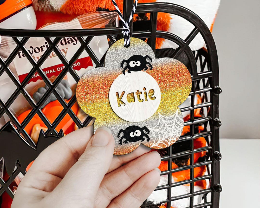 Custom 3D Halloween Name Tag With Kids Name, Halloween Basket Tag for ...