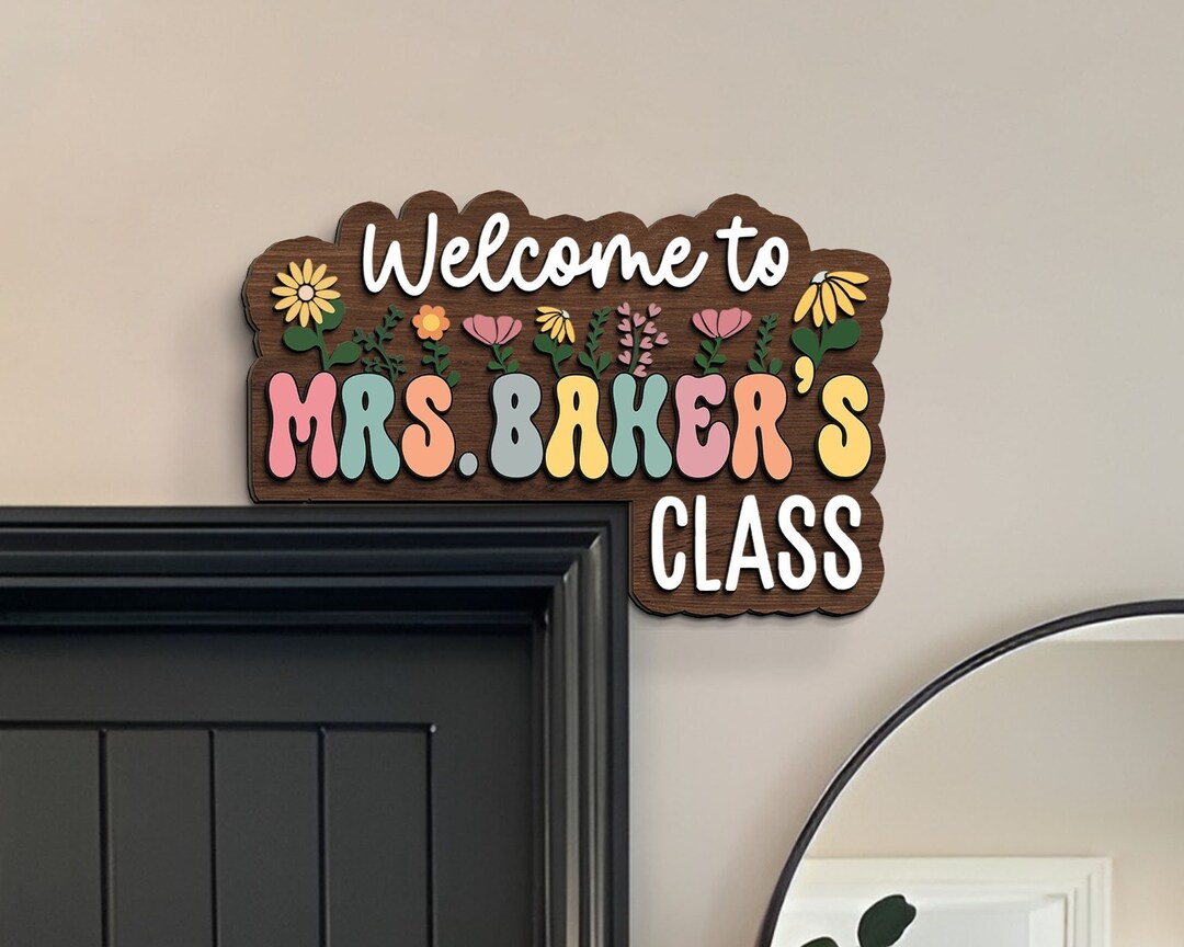 Personalized Teacher 3D Doorframe Sign, Welcome Back to School Sign ...