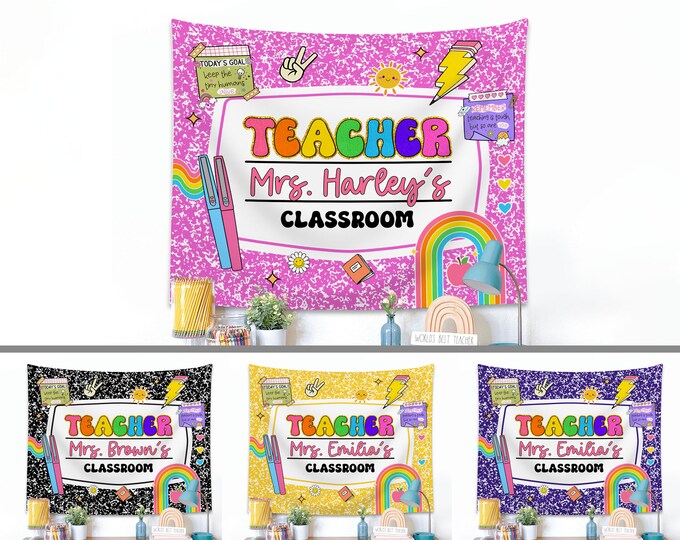 Classroom Decor, Composition Notebook Theme, Custom Classroom Tapestry ...