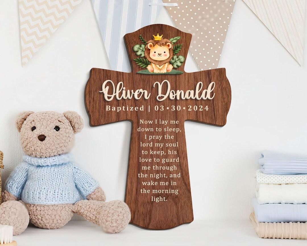 Baptism Gift Boy, Personalized Baptism Gift Boy, Custom Name Cross Sign ...