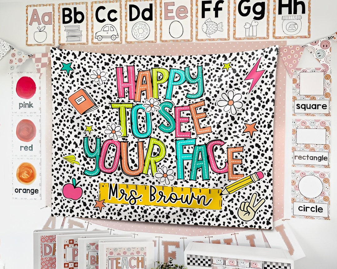 Personalized Back to School Banner, Teacher Tapestry, Dot Dalmatian ...