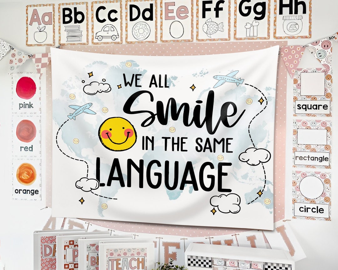We All Smile in the Same Language ESL Teacher Banner, ESL Teacher Gift ...