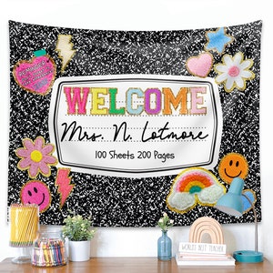 Personalized Teacher Classroom Tapestry: Custom Composition Book Banner ...