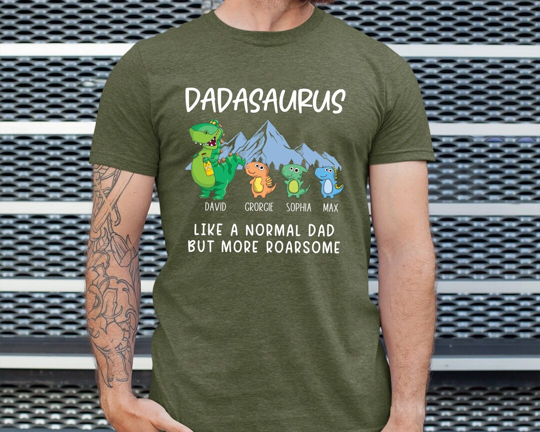 Personalized Dadasaurus Shirt With Kid Names, Custom Father's Day Shirt ...