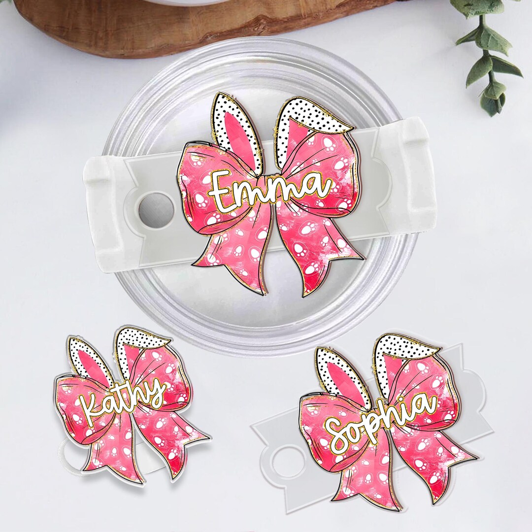 Custom Easter Stanley Name Tag Gift for Her, Bunny Ears Stanley Straw ...