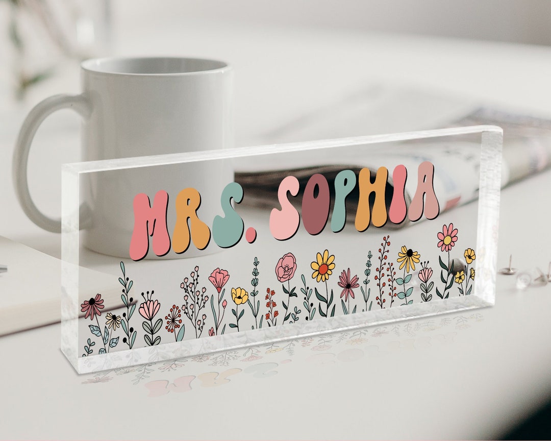 Personalized Teacher Sign, Teacher Desk Decor, Custom Teacher Name Sign ...