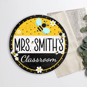 Personalized Teacher Door Sign, Bee Teacher Door Hanger, Cute Classroom ...