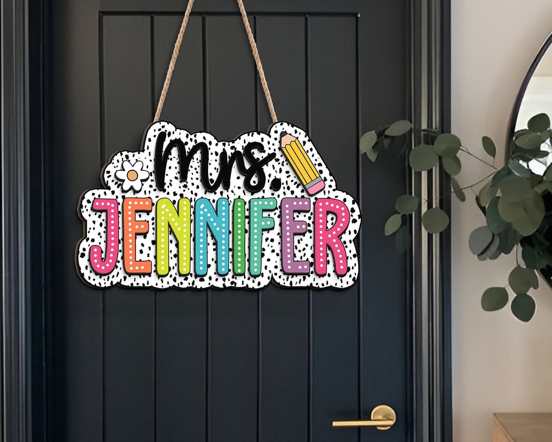 Personalized 3D Teacher Dot Dalmatian Signs, Teacher Door Hanger ...