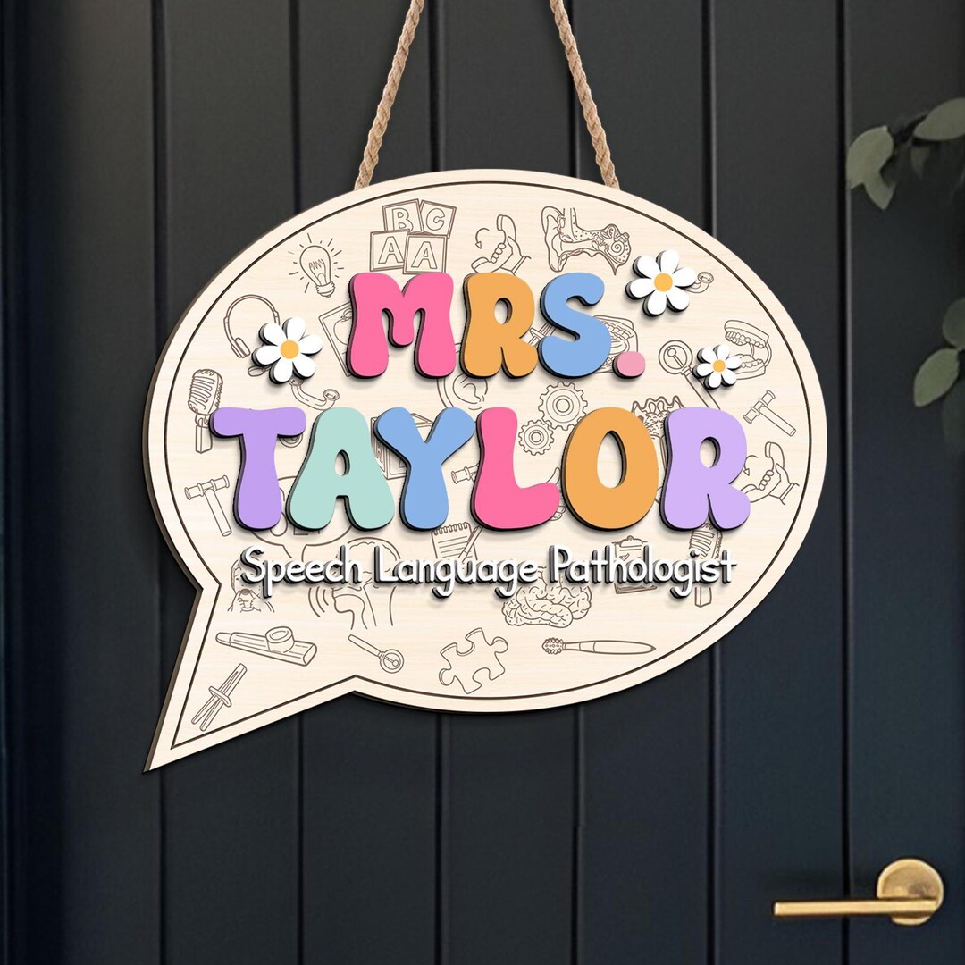 Speech Pathologist Door Sign, Daisy Speech Therapist Gift, New SLP ...