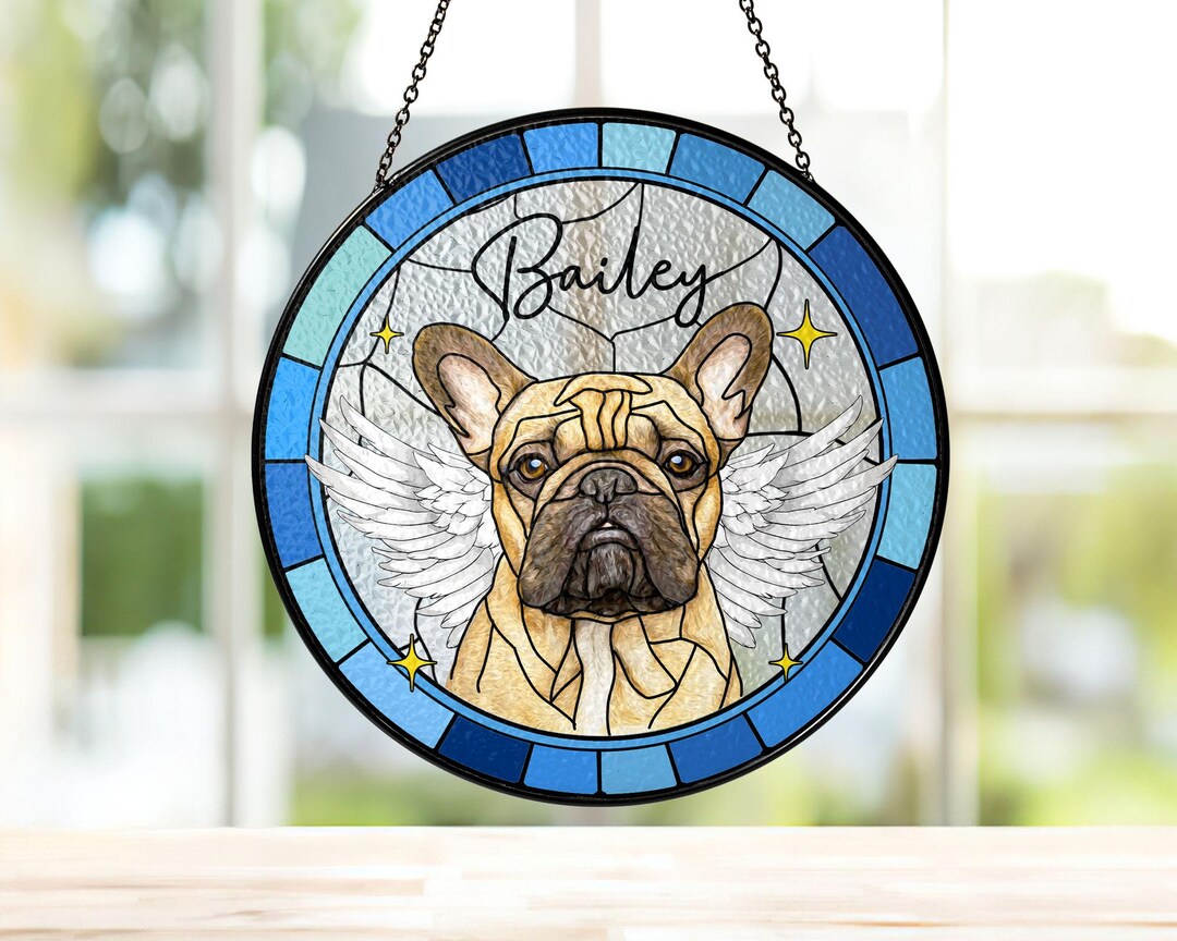 Custom Dog Memorial Stained Glass Window Hanging: Pet Sympathy Gift - Etsy