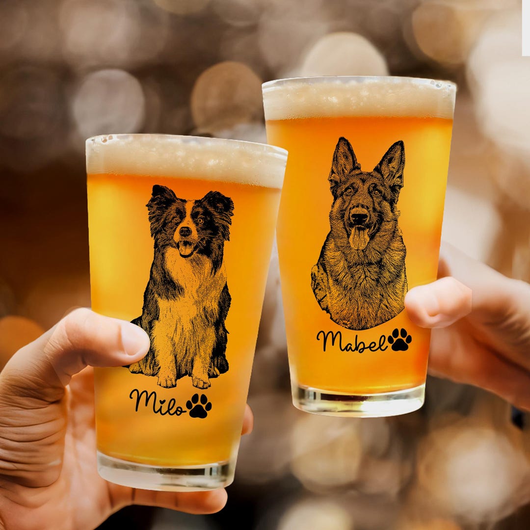 Personalized Pet Portrait Beer Glass: Dog Dad Gift - Etsy