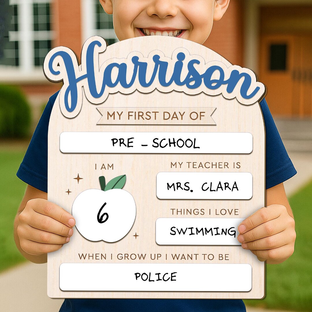 Personalized First Day School Sign, Custom Back to School Sign, 1st Day ...