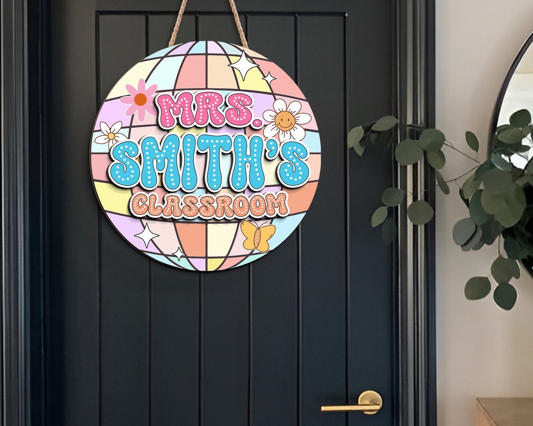 Custom 3D Disco Classroom Door Sign, Back to School Gift, Groovy ...