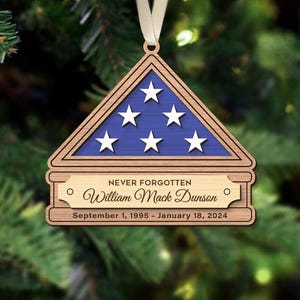 Personalized Folded Flag Memorial Ornament: Veteran Keepsake - Etsy
