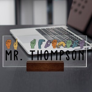 ASL Teacher Name Sign, Sign Language Teacher Gifts, Personalized ...