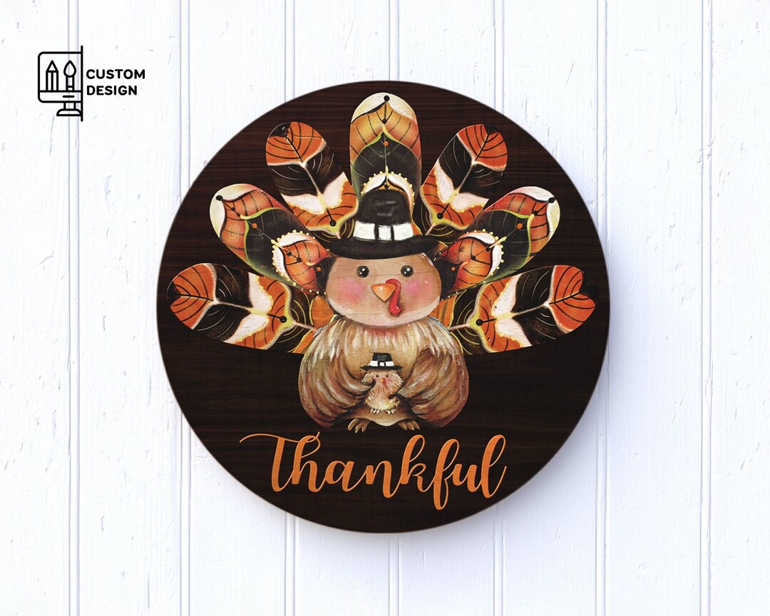 Thankful Door Hanger, Thanksgiving Door Sign, Turkey Door Hanger ...