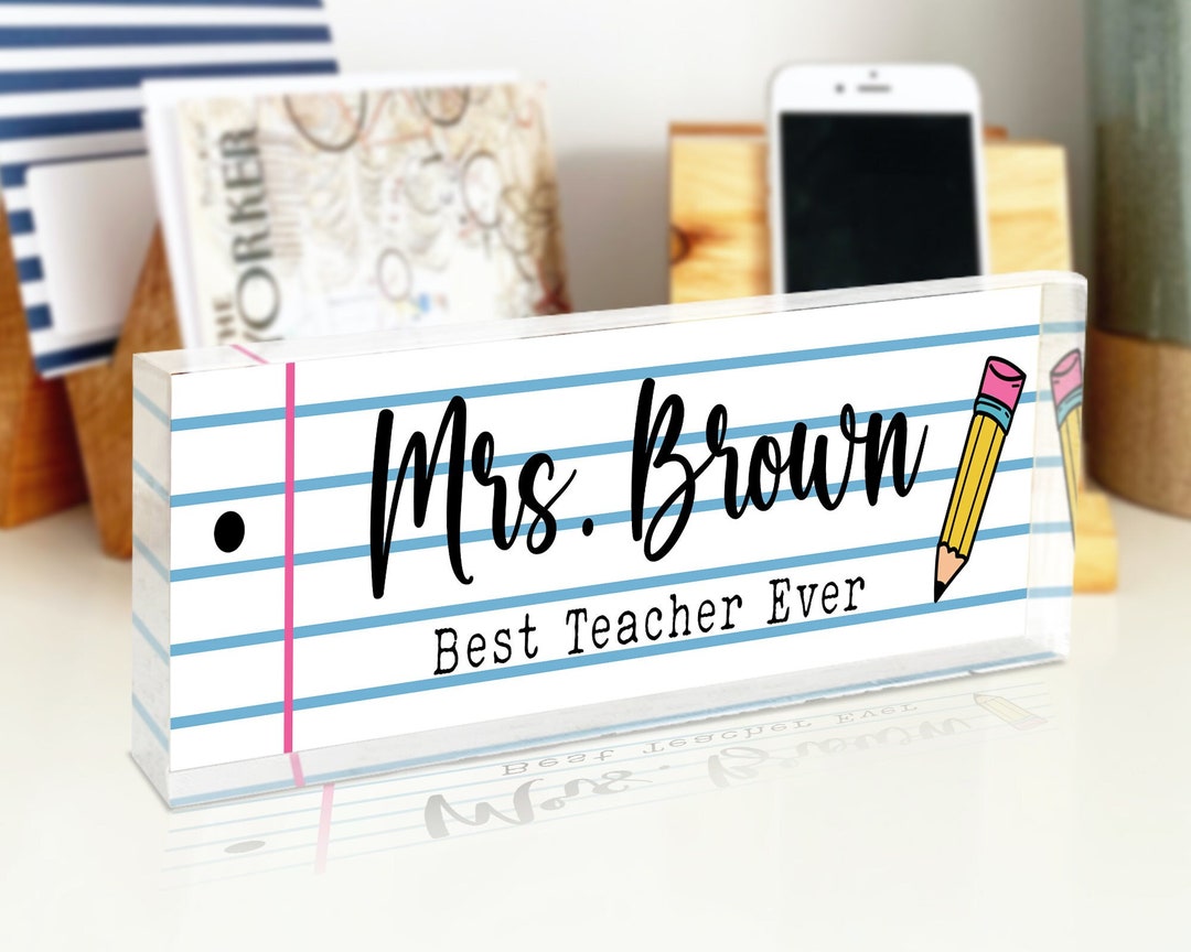 Teacher Appreciation Gift, Teacher Desk Name Plate, Custom Teacher Sign ...