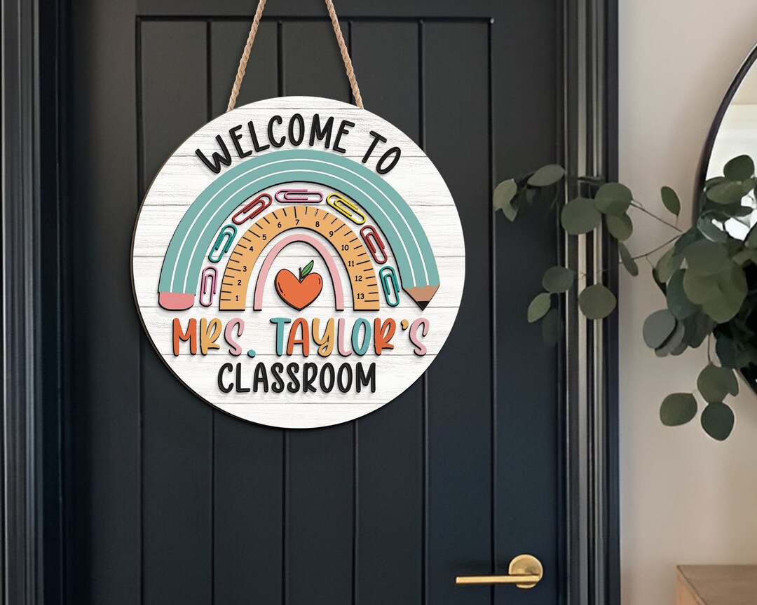Personalised 3D Teacher Name Rainbow Classroom Door Sign, Back to ...
