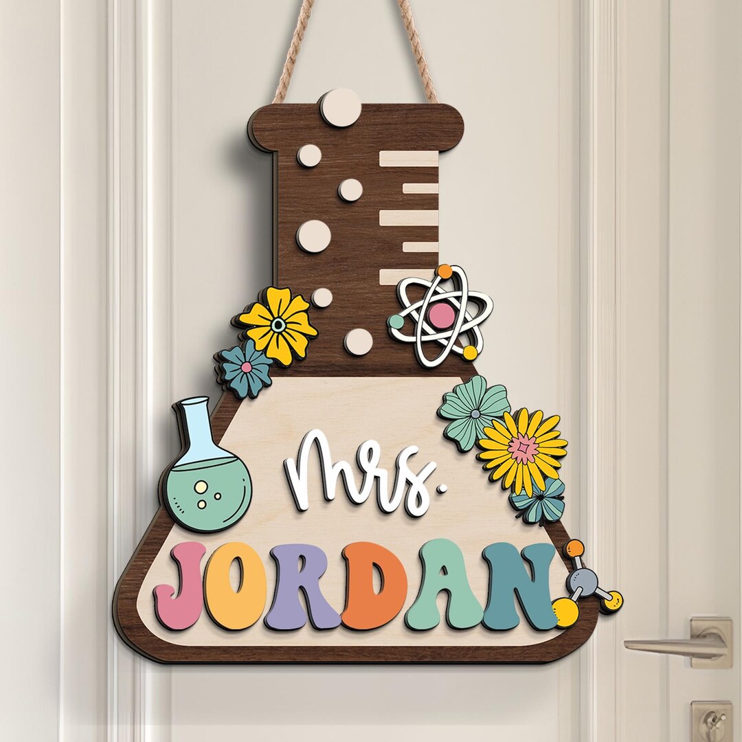 Personalized 3D Science Teacher Door Sign, Science Teacher Name Sign ...