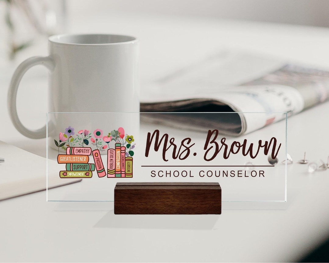 School Counselor Desk Name Plate, Teacher Desk Sign, Gift for School ...