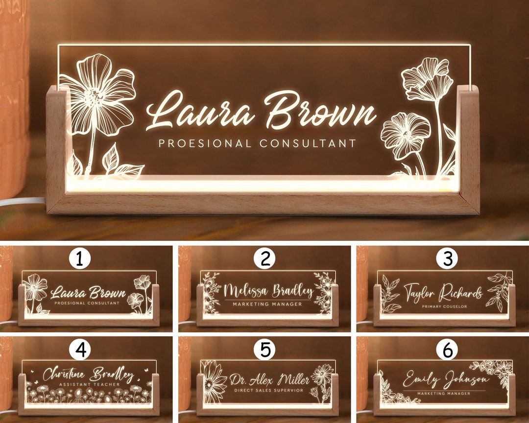 Desk Name Sign, Lighted Name Plate for Desk, Personalized Gifts for ...