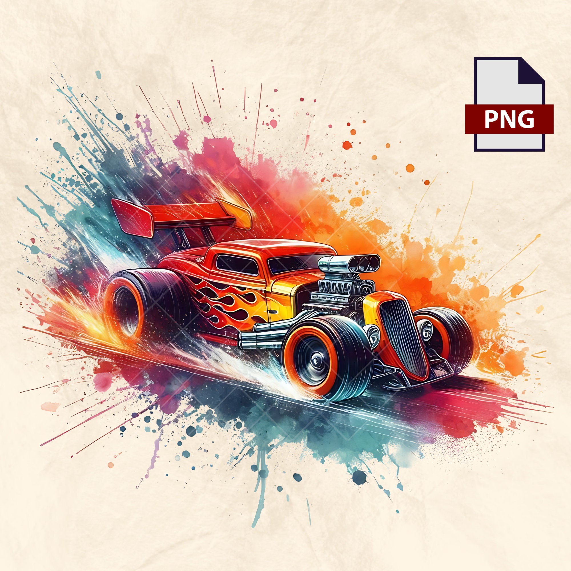 Hot Race Car Splash Vector SVG PNG PDF Digital File Transparent ...